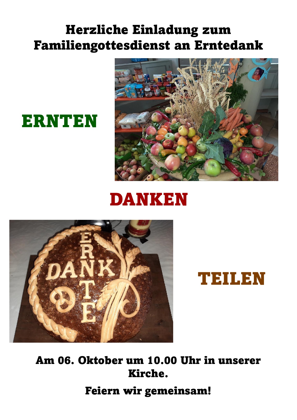 Einladung Erntedank-Familiengottesdienst – Kindergarten Weidenbach